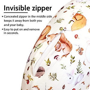 Jundetye Nursing Pillow Cover and Baby Lounger Cover for Girls Boys, Soft Comfortable Stretchy Removable Slipcover, Watercolor Animal