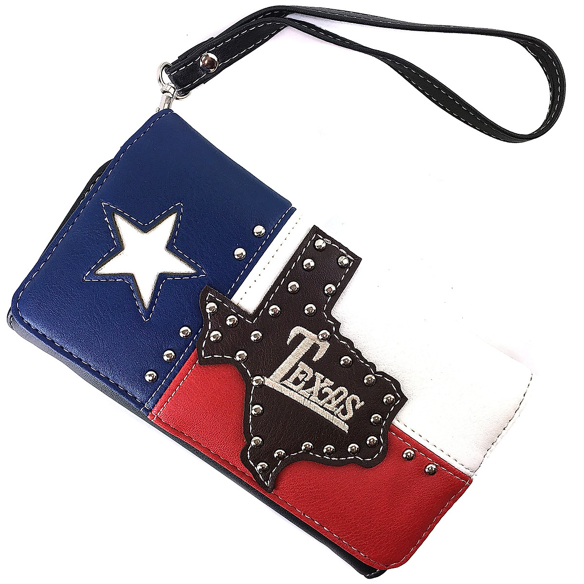 Justin West Texas Red White Blue Flag Patriotic Chain Shoulder Concealed Carry Handbag Purse Trifold Wallet (Purse with Wallet)