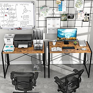 Shahoo Computer Desk 39 Inch, Folding Writing Table No Assembly, Sturdy Small Home Office Desktop, Firewood