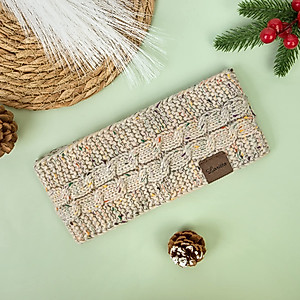 Loritta Womens Ear Warmers Headbands Winter Warm Fuzzy Cable Knit Head Wrap Fleece Lined Gifts,Beige