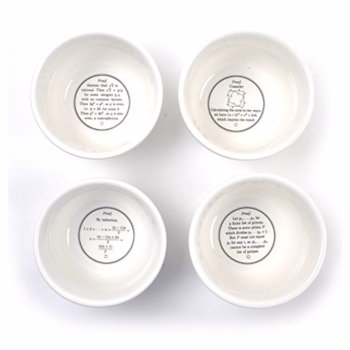 The Proof Is In The Pudding Bowls - Set of Four Math Proof Joke - Ceramic