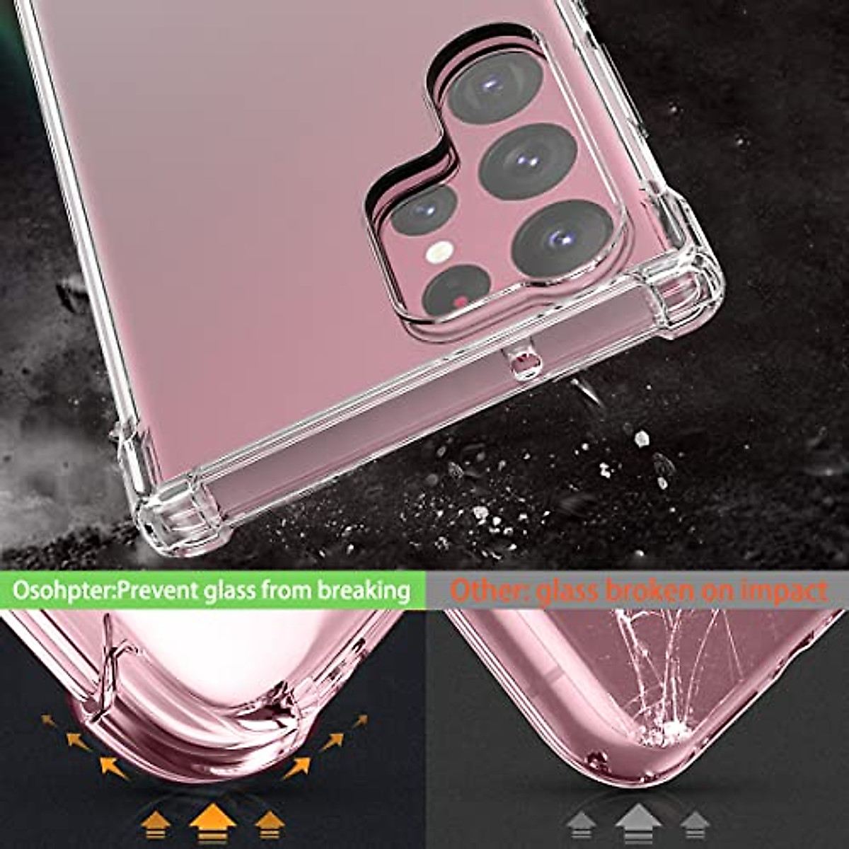Osophter Samsung Galaxy S23 Ultra Clear Case - TPU Shock-Absorption, Reinforced Corners for Girls & Boys