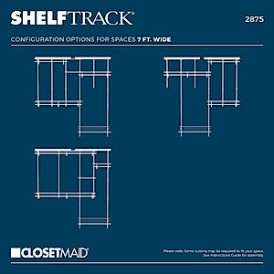 ClosetMaid ShelfTrack Wire Closet Organizer System, Adjustable from 5 to 8 Ft., With Shelves, Clothes Rods, Shoe Shelf, Hardware, Durable Steel, White