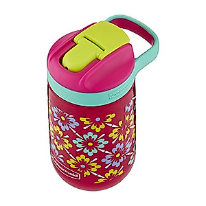 Rubbermaid Leak-Proof Sip Kids Water Bottle, 14 oz, Tiki Flowers Graphic