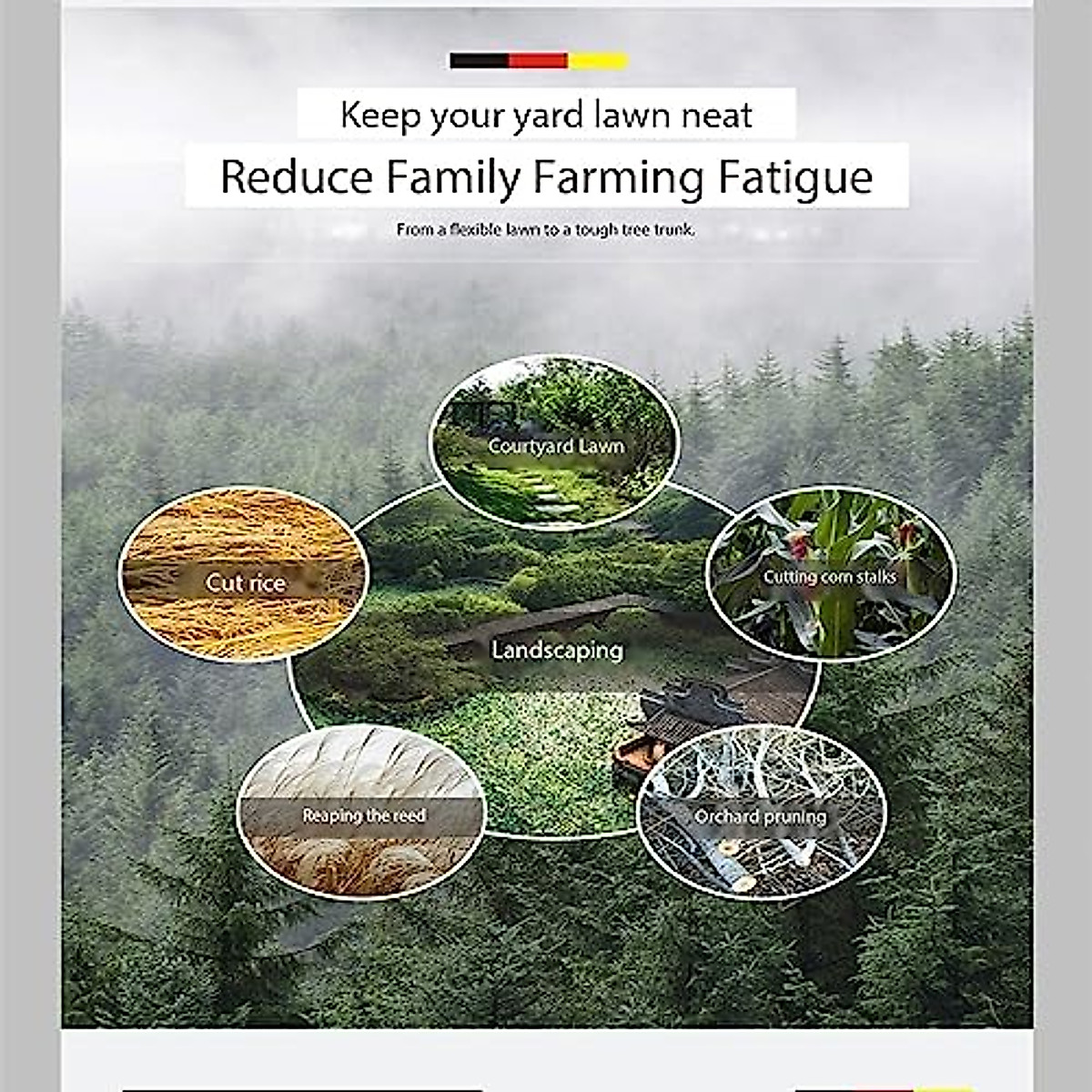 Convenient Mowing Tool, Flexible Extension Design, 1220mm Extension Length, Mowing Grass Without Leaving Any Dead Ends, Beautify The Lawn in All Aspects