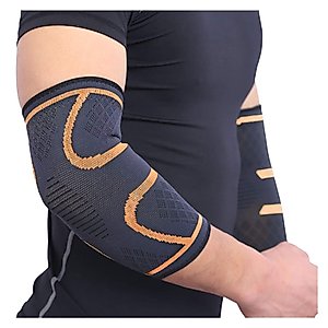 1PCS Elbow Compression Sleeve Support and Brace for Tendonitis,Arthritis,Golf,Basketball,Sport,Joint Pain Relief,Injury Recovery (Color : Orange, Size : Large)