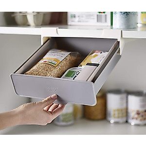 Joseph Joseph, Drawer Under Shelf Cupboard Store & CupboardStore Compact 3 Tier Shelf Organizer with Drawer for Cabinet, Gray