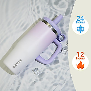 BJPKPK 32oz Stainless Steel Insulated Tumbler with Handle and Straw Travel Coffee Mug Thermal Cups with Lid,Purple Pearl