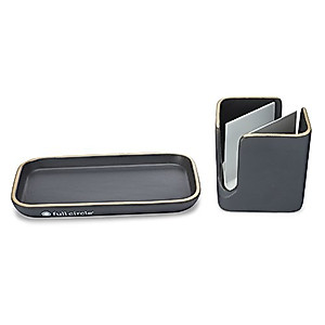 Full Circle Stash, Ceramic Sink Caddy, Gray and White, 11"