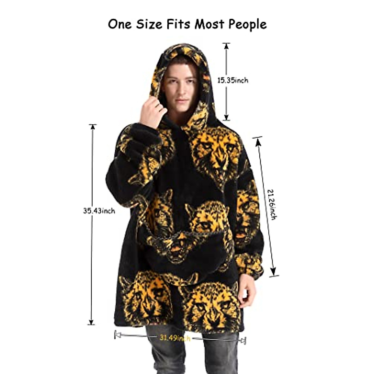 Lushforest Wearable Blanket oversized Hoodie, Super Warm and Cozy Sherpa Fleece Hooded body Sweatshirt Blanket, Thick Flannel Blanket with Elastic Sleeves and Giant Pocket for Women Adults Men Teens