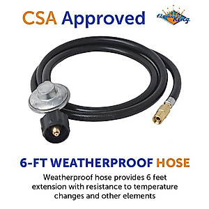 Flame King FK-GRD-REGHS6FT 6 Ft Propane Gas Regulator Hose Adapter Connect to 20Lb Tank for 17"/22" Blackstone Tabletop Grill Griddle, Black