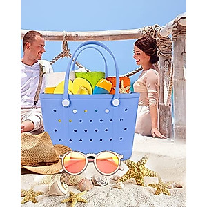 angilifan X Large Rubber Waterproof Beach Tote Bag, Durable Open Tote Travel Bag, Washable Anti-Tip Durable Beach Storage Basket Hole Open Tote Bag for Gym Beach Pool Travel