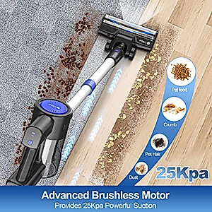 UMLo Cordless Vacuum Cleaner, 25Kpa Brushless Motor Lightweight Stick Vacuum with Powerful Suction, Rechargeable Wireless Vacuum, 40 Mins Max Runtime, LED Display, for Carpet Hard Floor Pet Hair, S500