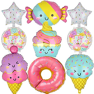 Ice Cream Balloons Donut Candy Ice Cream Themed Baby Shower Kids Sweet Summer Ice Cream Birthday Party Decor 9 Pcs