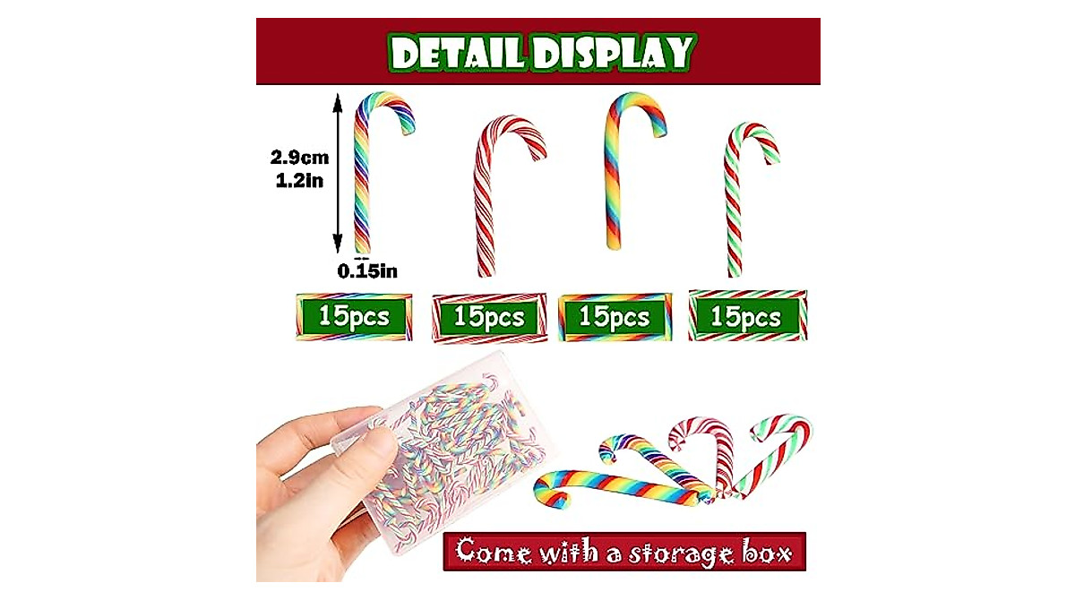 HADDIY Christmas Mini Candy Canes - 60 Pcs for Crafts