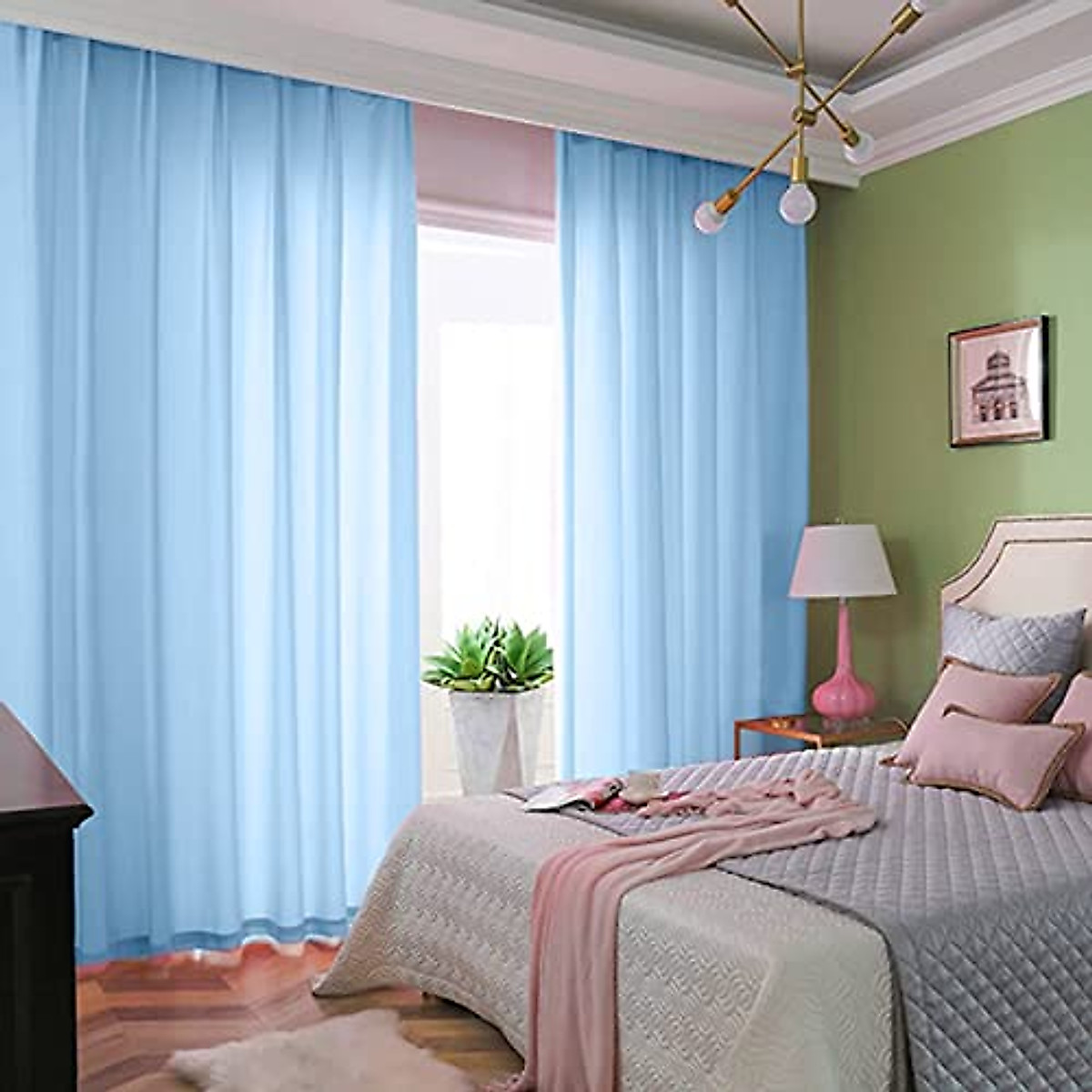 AMZLOKAE Chiffon Backdrop Curtains Baby Blue 29''x84'' Sheer Curtains 2 Panels Voile Window Curtains Tulle Backdrop Curtains for Party Light Blue Shower Curtains Chiffon Fabric for Wedding Arch
