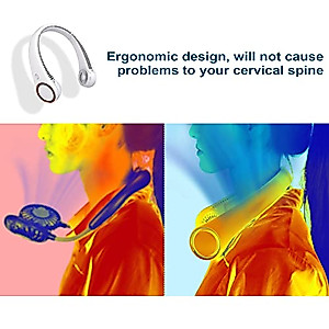 CIVPOWER Portable Neck Fan, Hands Free Bladeless Fan, Cooling Personal Fan,3 Speeds Adjustment,78 Air Outlet, Headphone Design, Rechargeable, USB Powered Neck Fan for Outdoor Indoor-White