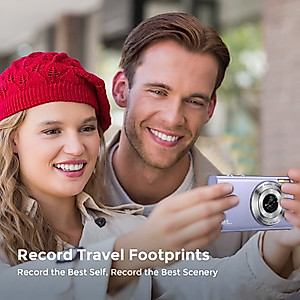 Jckduhan Digital Camera Auto Focus 2.7K Vlogging Camera HD 48MP 16X Digital Zoom Camera with 32G Memory Card 2 Batteries YouTube Portable Mini Compact Camera for Kids Teens Adult Beginner