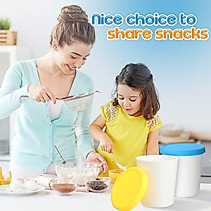 6 Pieces Ice Cream Containers for Homemade Ice Cream 1 Quart Reusable Ice Cream Storage Containers for Freezer with Silicone Lids Easy Stacking Large Ice Cream Tubs Storage for Frozen Yogurt Gelato