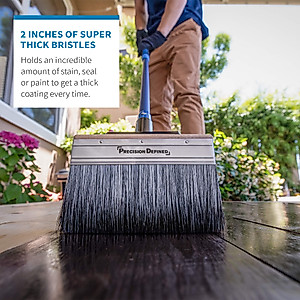 Precision Defined Deck Stain Brush, Large 7-Inch, Deck Brush for Paints, Heavy Duty Stain Brush for Wood Deck, Limewash Brush, Deck Brush with Threaded Extension Pole, Deck Stain Applicator