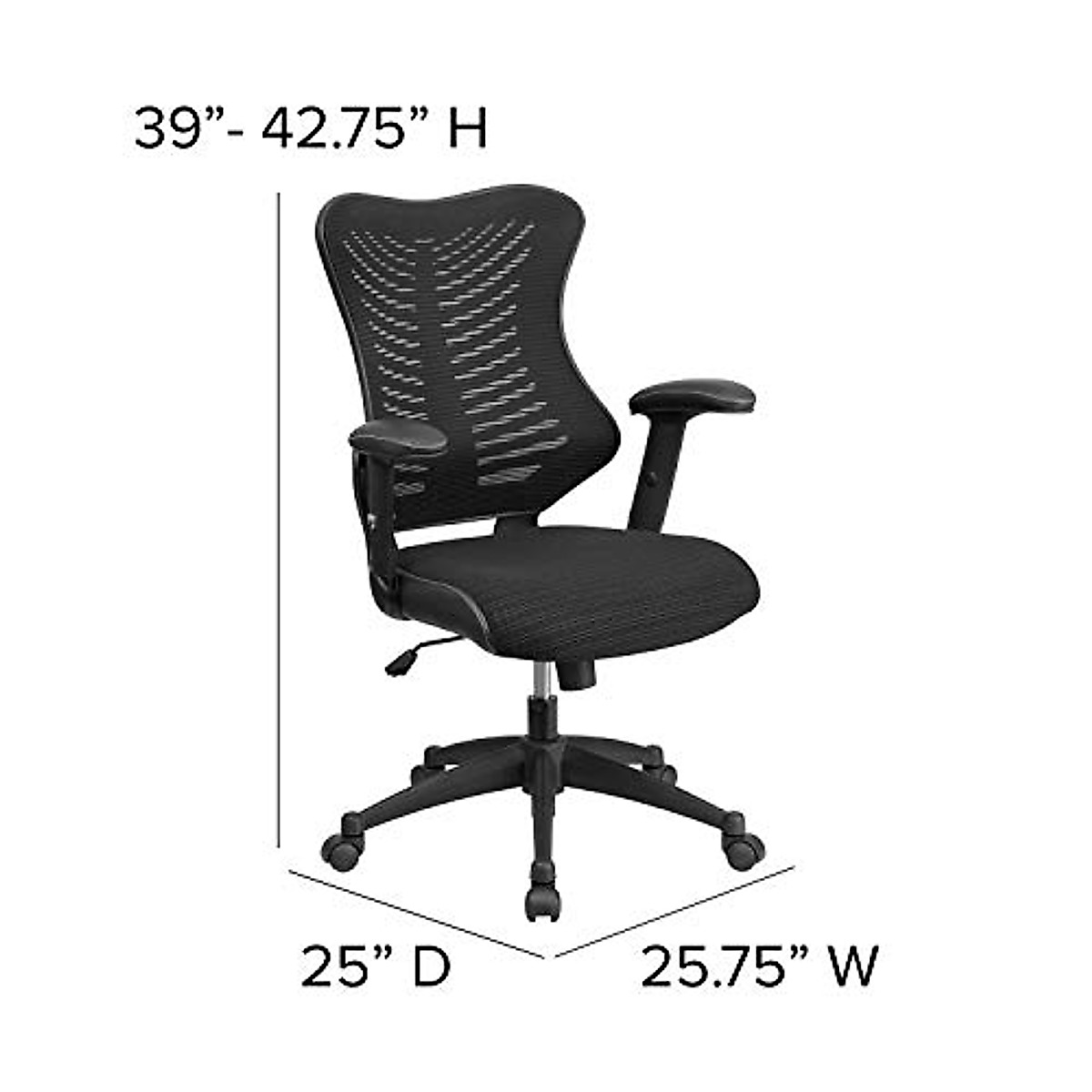 Flash Furniture Kale High Back Designer Black Mesh Executive Swivel Ergonomic Office Chair with Adjustable Arms