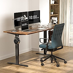 Monomi Electric Standing Desk, Height Adjustable Desk 55x 28 Inches, Ergonomic Home Office Sit Stand Up Desk with Memory Preset Controller (Black Frame/Rustic Brown Top)