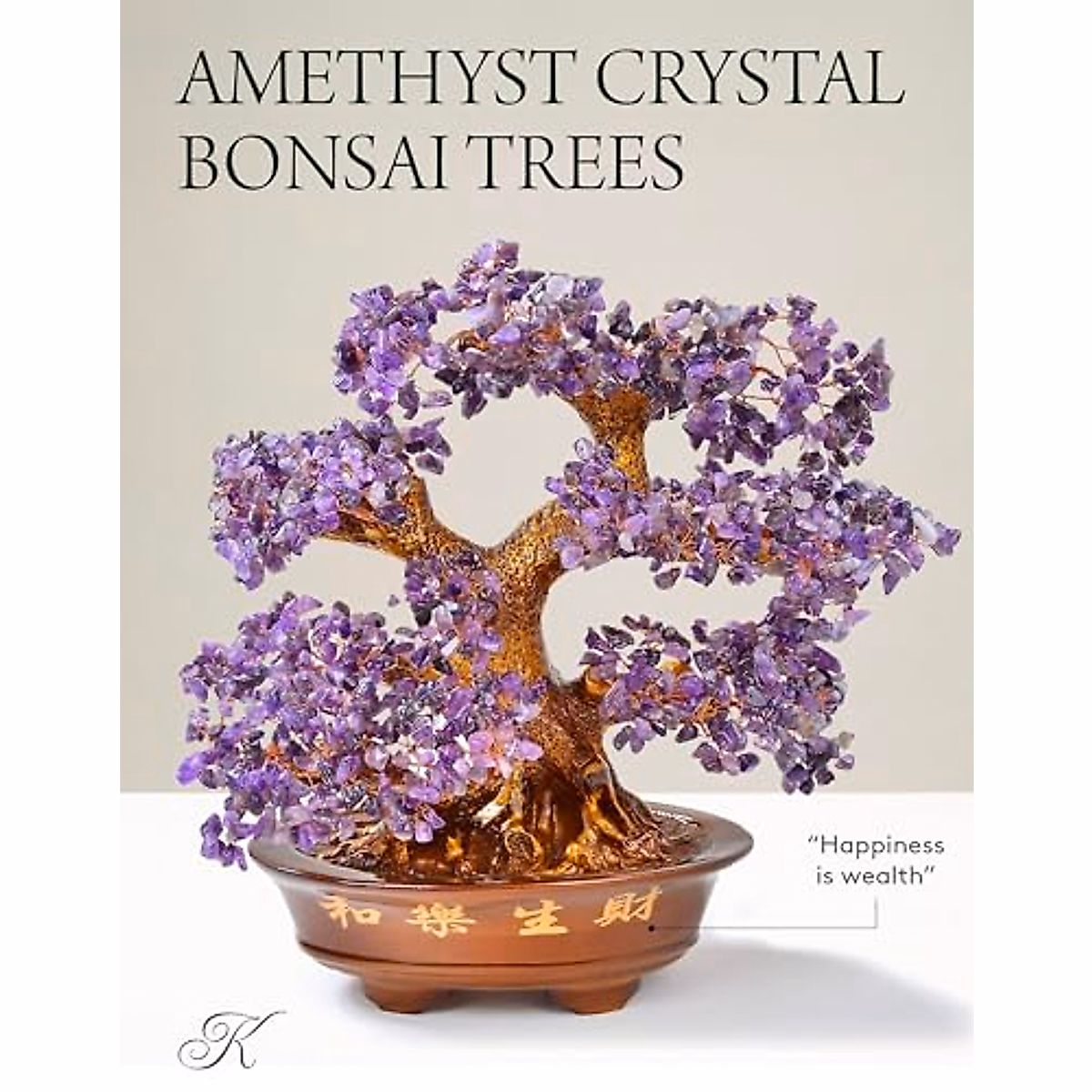 KALIFANO Large Amethyst (1,251 Gemstone Count) Chakra Crystal Tree with Healing Properties - Bonsai Feng Shui Money Tree for Positive Energy, Luck and Wealth