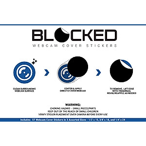 Webcam/Camera Vinyl Covers | 57 Low-Tack Reusable Webcam Sticker | 3-Sizes | Black 57-Pack (Ultra Glossy)