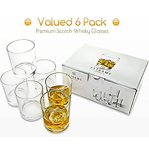 E ELIDOMC Italian Crafted 6Pcs Old Fashioned Whiskey Glasses, 11Oz Whiskey Glasses For Drinking Bourbon Scotch Cocktail Irish Whisky, Premiun Old Fashioned Glasses Set of 6