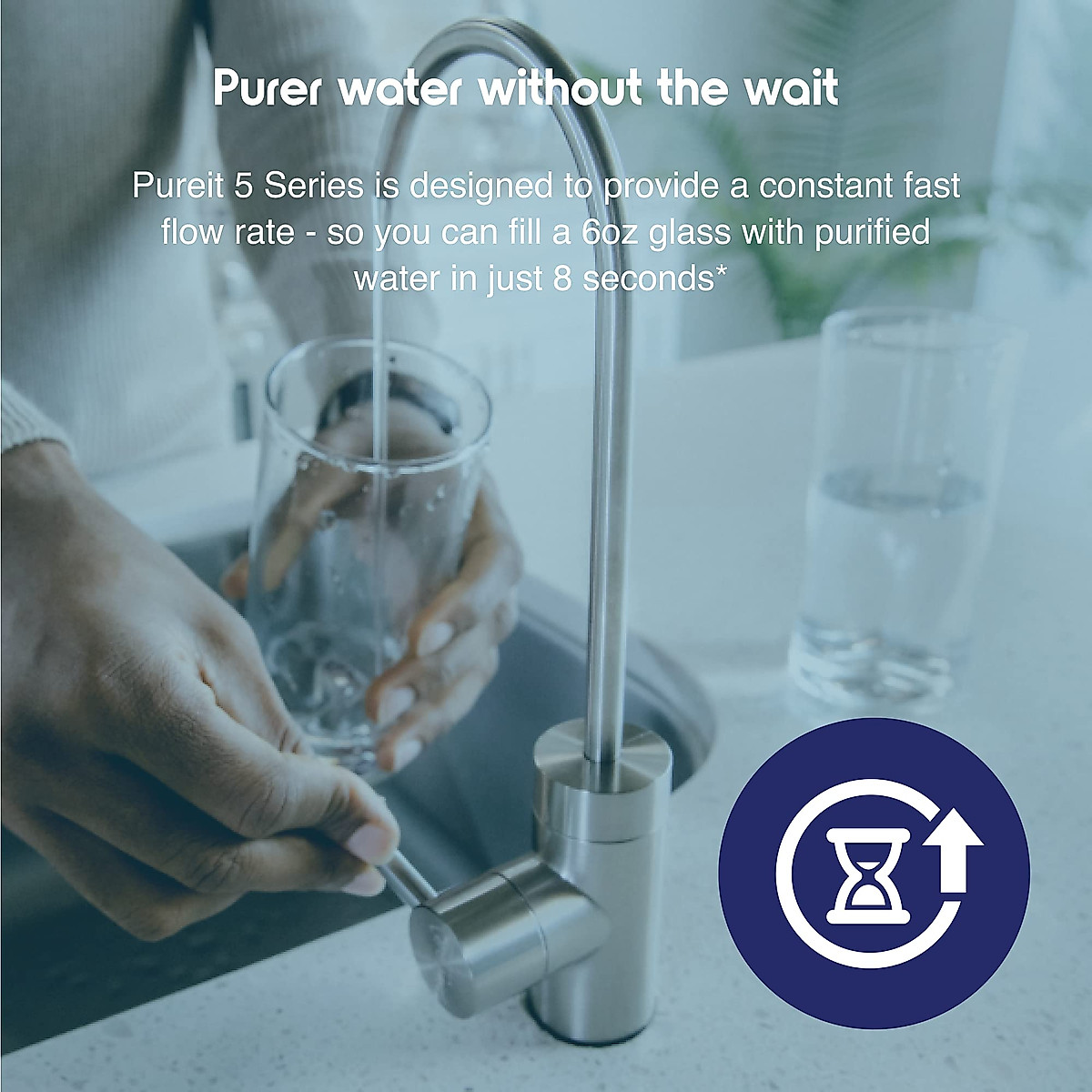 Pureit 5 Series UR5640 RO Reverse Osmosis Water Purifier, DURAViva Filtration Tech, WQA Gold Seal-Certified, 569 GPD Fast Flow, 90%+ TDS removal, Tankless, Compact Under Sink, Stainless Steel Faucet