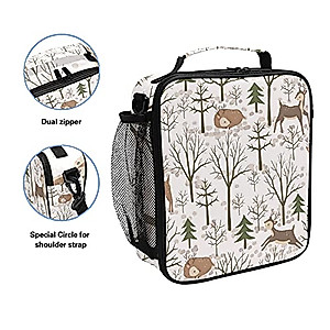 ElliTarr Insulated Lunch Bag for Men Kids Lunch Box for Women Leak Proof Small Cooler Bag Thermal Bag for 5 Hours with Adjustable Shoulder Strap Cute Deer Beige