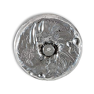 Arthur Court Aluminum Metal Rabbit Bunny Pattern Tidbit Cheese Hors d'oeuvres Tray with Glass for Toothpick - Durable Metal Silver Easter Entertaining 10.5 inch Diameter x 2.5 inch Tall