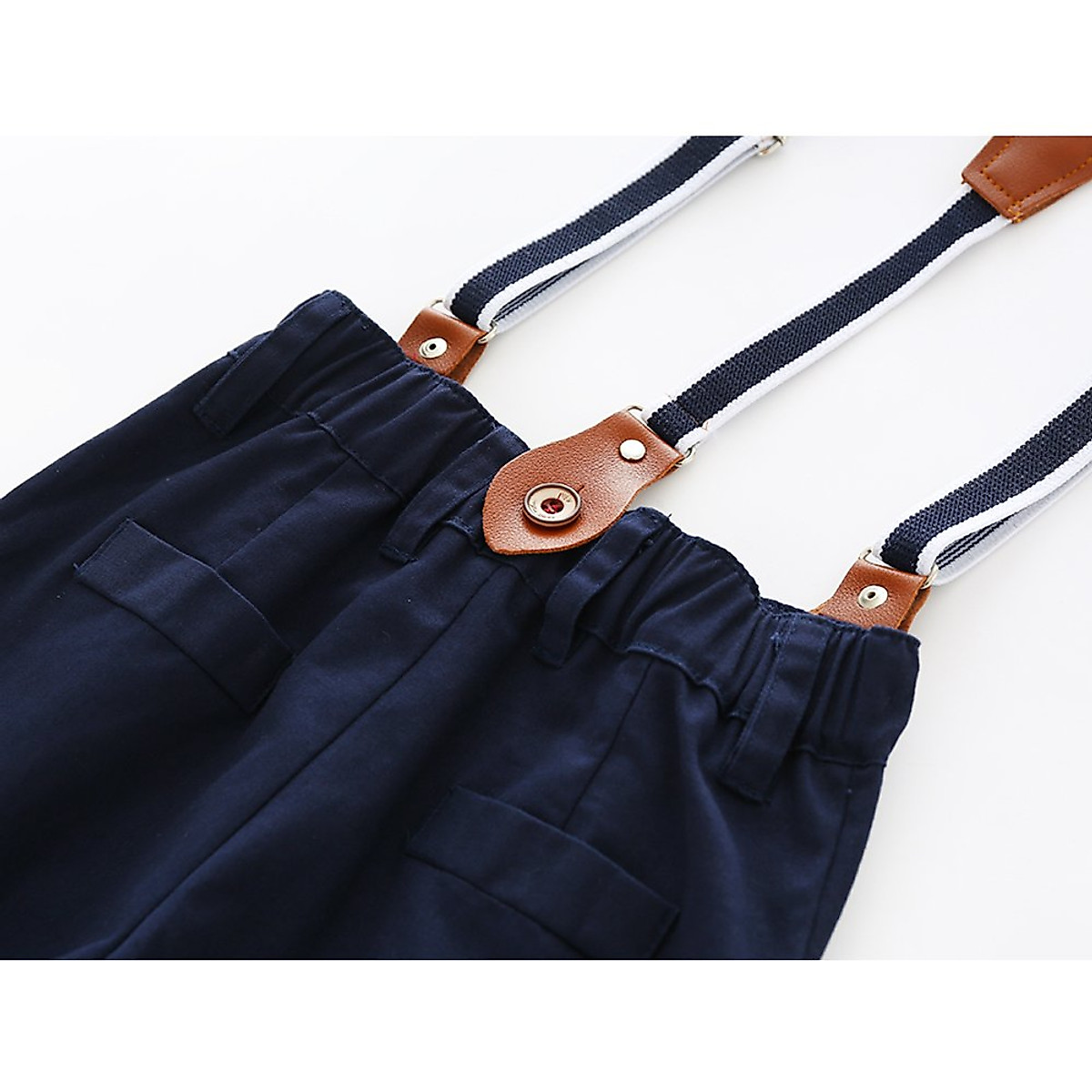 Kimocat Baby Clothes Gentleman Suit Style Short Sleeve Shirt + Bowtie + Short Suspenders (Green, 0-6 Months)