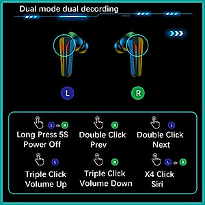 TWS Wireless Earbuds in-Ear Headphones Music Earphones Stereo Sound Bluetooth 5.3 Headset with Mic Game & Music Mode Waterproof IPX7 Fast Charging