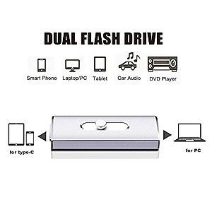64GB Flash Drive, Aiibe Thumb Drive Memory Stick Jump Drive Pen drive 64 GB USB 3.0 Type C Retractable Capless Dual USB OTG Flash Drives for USB C Smartphones, Samsung Galaxy S8 S9, Tablet, Mac and PC