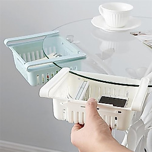 YIWULA 4PCS Drawer for Fridge Kitchen Organizer Refrigerator Storage Rack Fridge Freezer Shelf Holder Pull-Out Drawer Space (Beige+Pink)