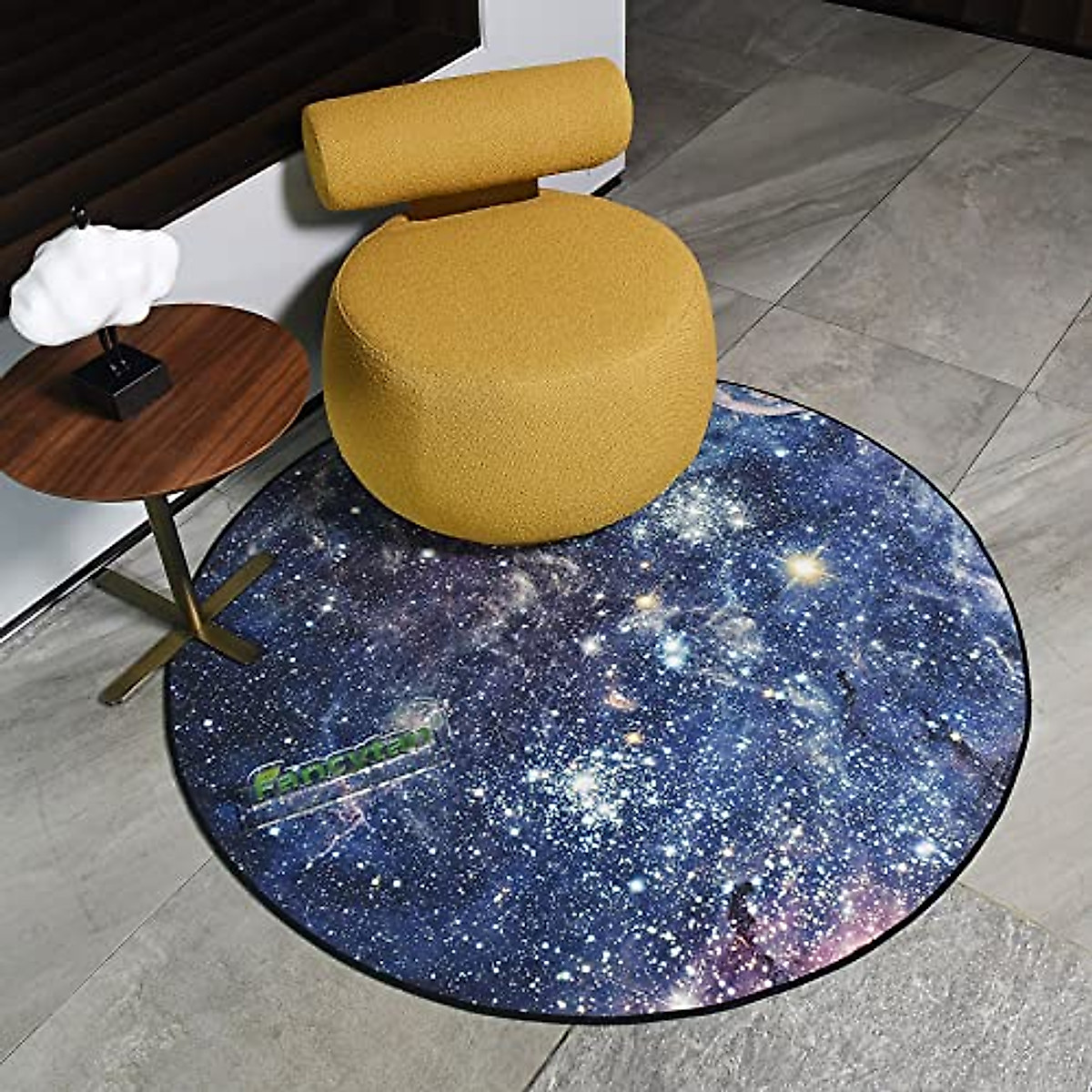 Galaxy Round Rugs, Universe Space Nebula Stars Starry Carpet Large Floor Mat for Living Room, Study, Kids Bedroom (Galaxy, 2.6 ft Diameter)