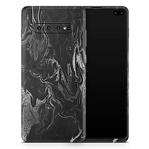 DesignSkinz Black & Silver Marble Swirl V1 Protective Vinyl Decal Wrap Skin Cover Compatible with The Samsung Galaxy S20 (Screen Trim & Back Glass Skin)