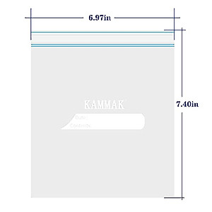 KAMMAK Quart Bags, Food Storage Bags, Reusable Ziplock Bags, Grip, Open, and Close Easily (6.97 7.4 Inch 100 Count)
