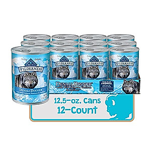 Blue Buffalo Wilderness Denali Dinner High Protein, Natural Wet Dog Food, Wild Salmon, Venison & Halibut 12.5-oz cans (Pack of 12)