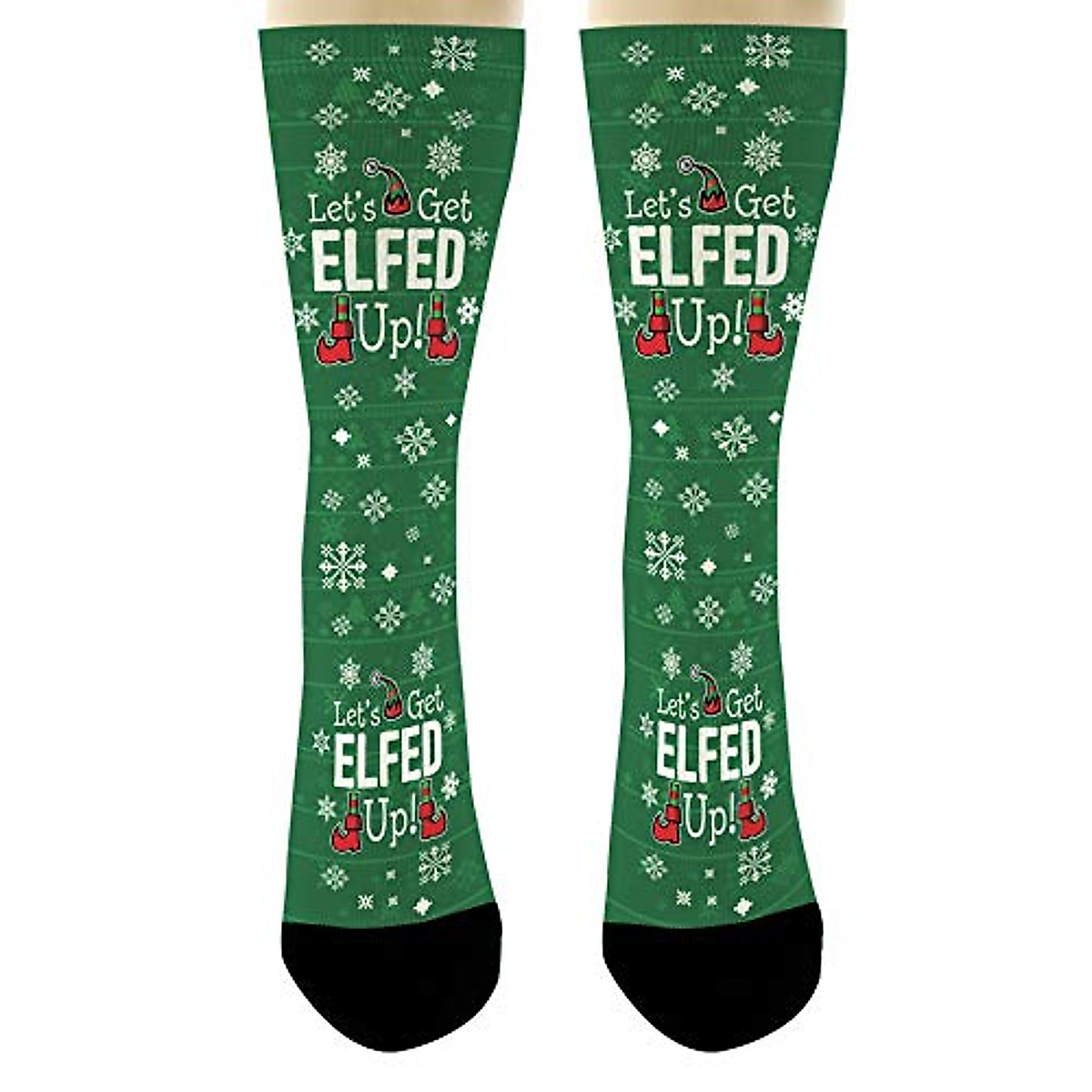 Elf Gifts Let's Get Elfed Up Elf Crazy Socks Punny Christmas Accessories 1-Pair Novelty Crew Socks
