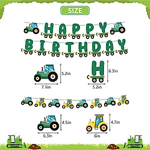 JOPARY Farm Green Tractor Party Supplies,Green Tractor Birthday Decorations with Happy Birthday Banner, Cupcake Toppers, and Balloons for Girls Boys Kids Birthday