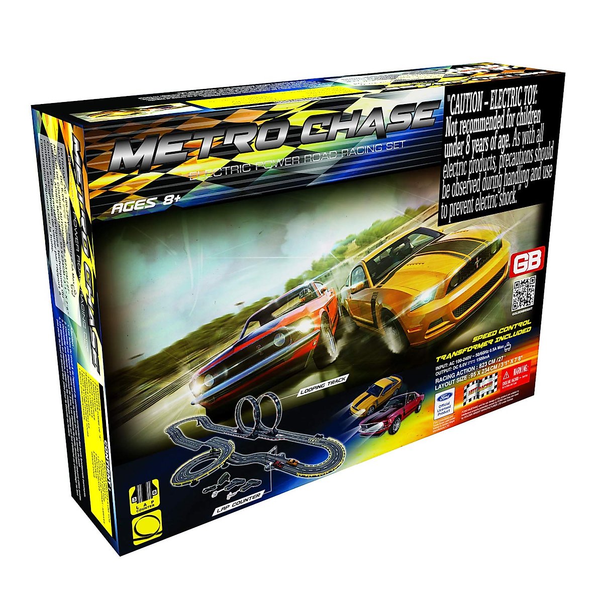 Golden Bright: Metro Chase Road Racing Set, Electric Powered, Includes, Power Intake Track, Lap Counter and Looping Sets, For Ages 8 and up