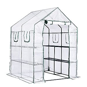 Garden Elements Personal Plastic Indoor/Outdoor Standing Greenhouse for Seed Starting and Propagation, Frost Protection (Clear, Large, 77" x 56" x 56")
