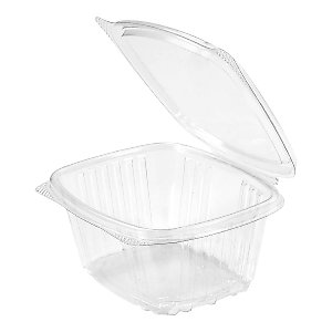 Genpak AD16 | 16oz Clear PET Hinged Deli Container | Recyclable, Made with up to 30% Post-Consumer Content, BPA Free, Made in The USA | 5.50" x 4.88" x 2.50" Case Count 200