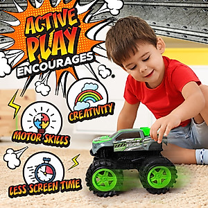 Exploding Monster Truck Toy with Explosive Crash Sounds and Lights, Smash It Up Again and Again, Monster Truck Toys for Boys Kids Ages 3, 4-7 & Above | Toddler Toys for 3 Year Old Boys Gift