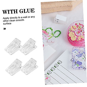 Cabilock 50pcs Self-Adhesive Small Clip Clear Shower Liner Clear Hangers Self Adhesive Clip Sticker Clips for Hanging Spring Clip Flag Clips Shower Curtain Clips Badge Holders Clip Abs