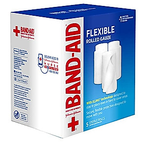 Band-Aid Brand of First Aid Products Flexible Rolled Gauze Dressing for Minor Wound Care, Soft Padding and Instant Absorption, 3 Inches by 2.1 Yards, Value Pack 5 ct