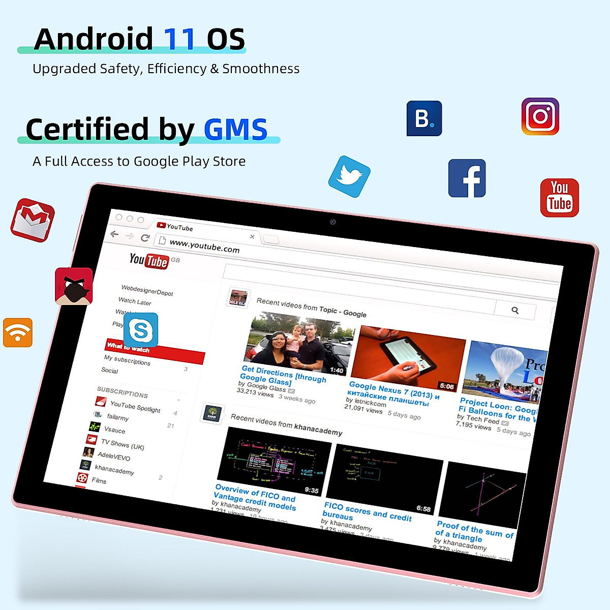 2 in 1 Tablet with Keyboard Case Mouse Stylus Pen Film, 10 inch Tablet Android 11.0 Tablets PC Set, 4GB RAM+64GB ROM Tableta Computer 10.1" IPS Screen 8MP Dual Camera WiFi BT Google Play Tab Pink/Girl