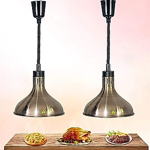 LINKANRUO Food Heat Lamps Food Warmer for Parties, Retractable Food Heating Lamp, Heat Lamp Food Warmer for Food 250W Light Bulbs Restaurant Equipment, 2pcs Lamps(A)